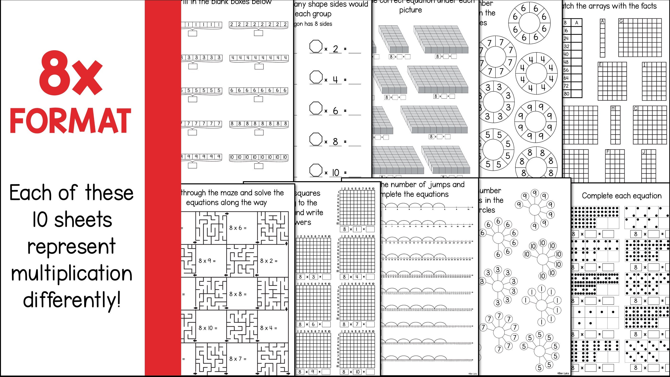 Multiplication Practice Worksheets for 8 Times Table, Printable ...