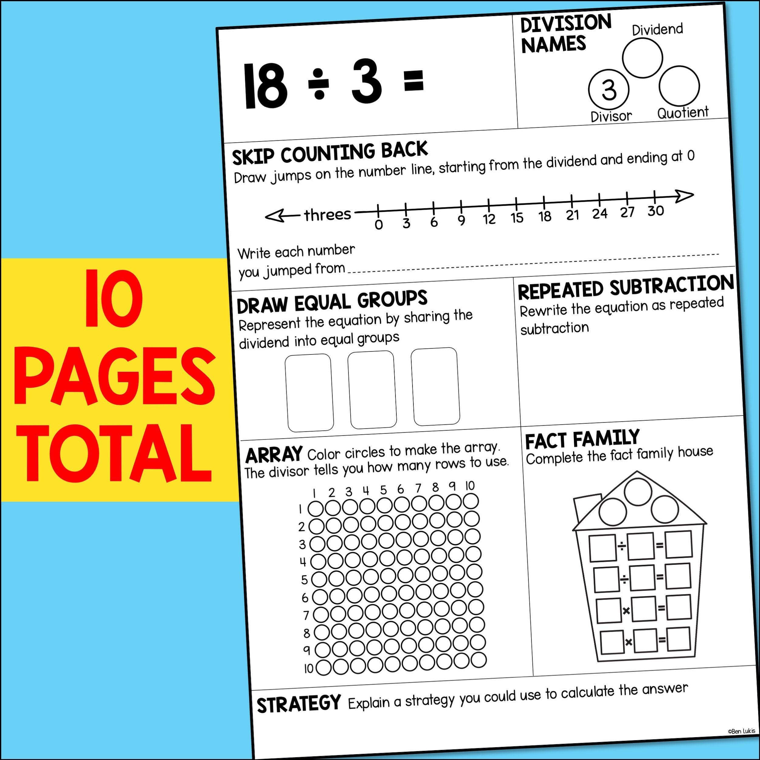 Divide by 3 Practice Math Worksheets, Division Equation of the Day ...