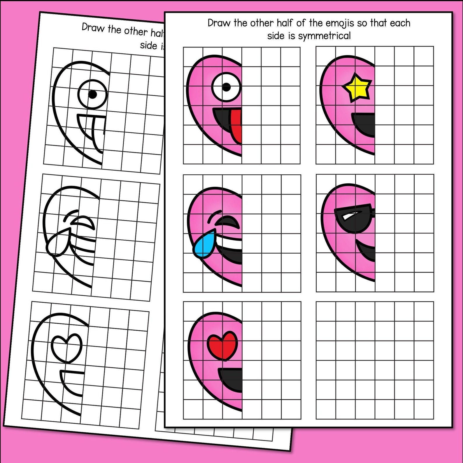 Valentine's Day Symmetry Emoji Drawing Activity (printable PDF) - Etsy