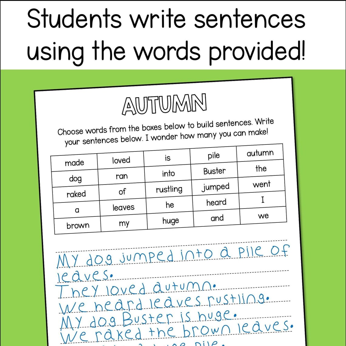 Building and Writing Sentences With Words About Seasons, Sentence ...