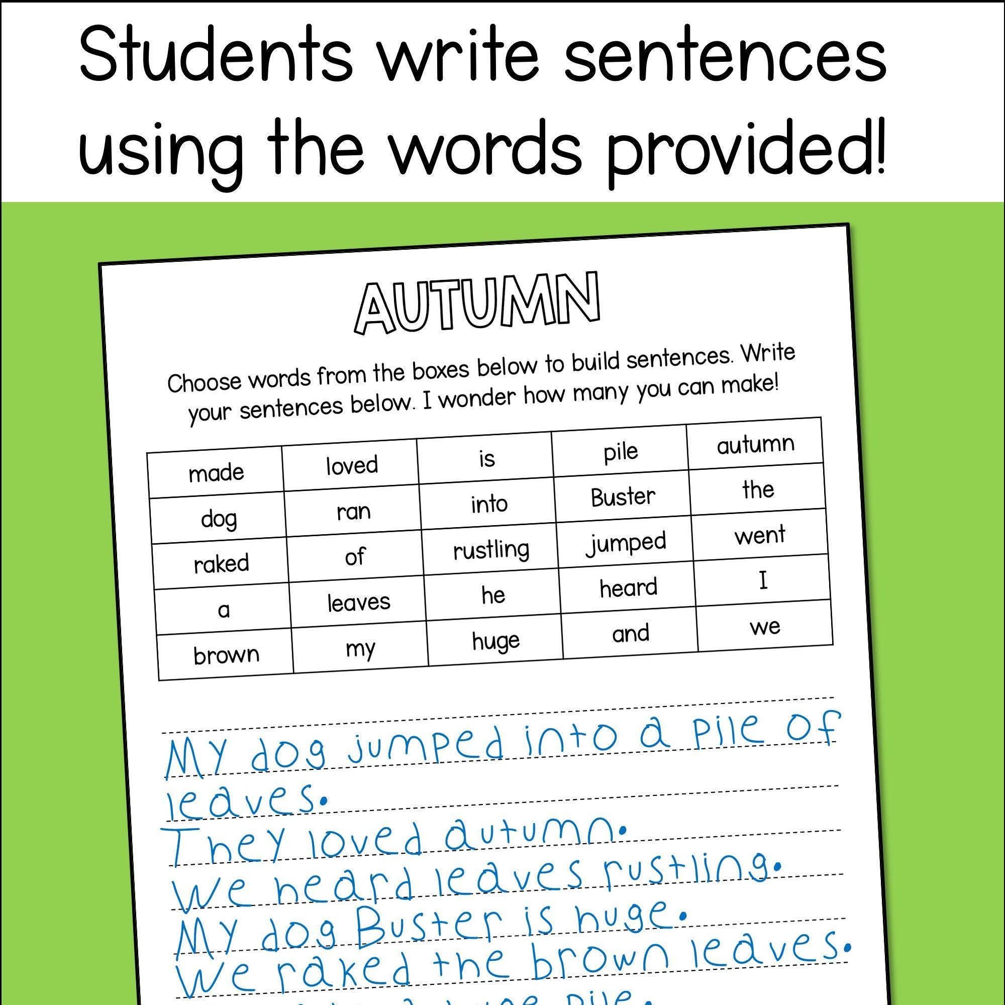 Building and Writing Sentences With Words About Seasons, Sentence ...