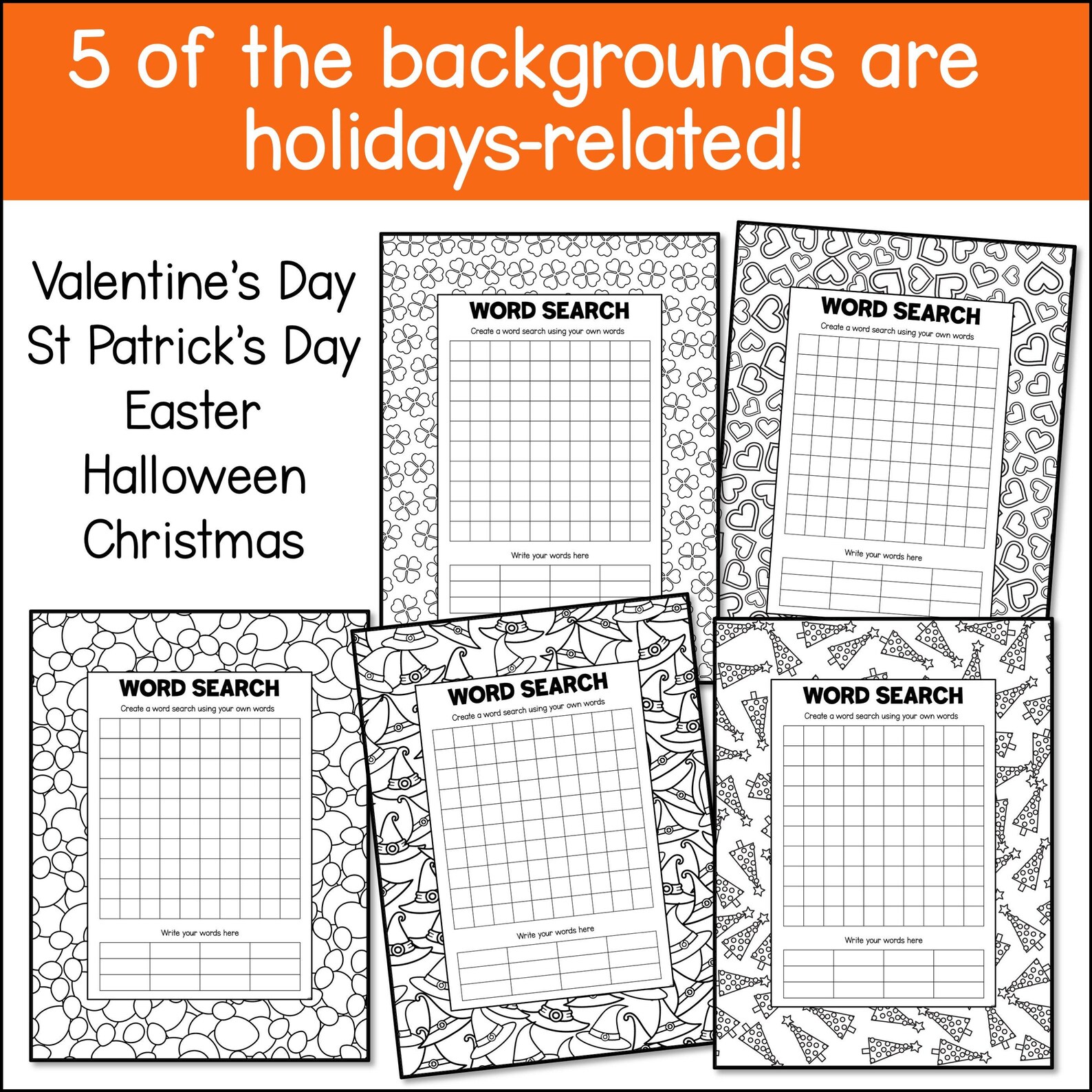 Blank Word Search Templates for Kids, Printable PDF Blank Puzzle Pages ...