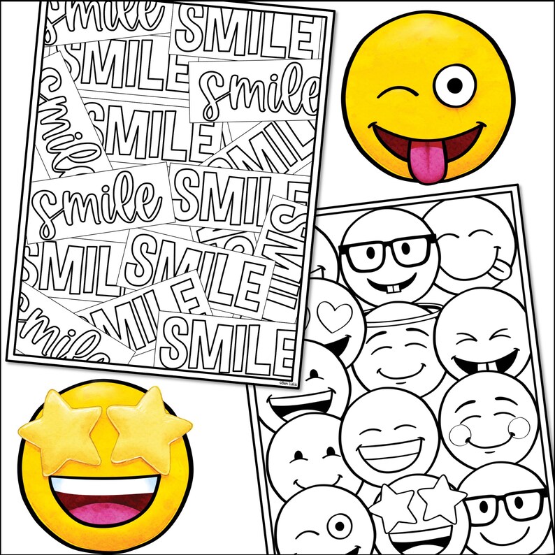 World Smile Day Coloring Pages, Fun Emoji Sheets (PDF) - Etsy