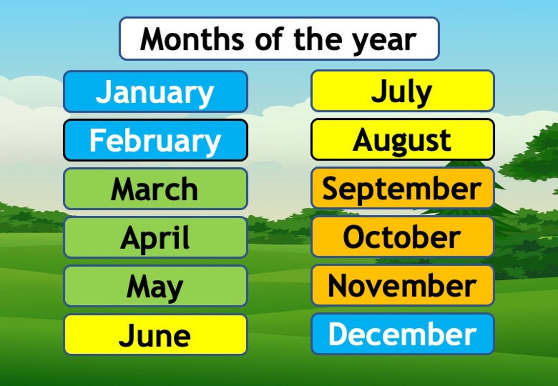 Months of Year Posters Color Coded Seasons for Northern and | Etsy