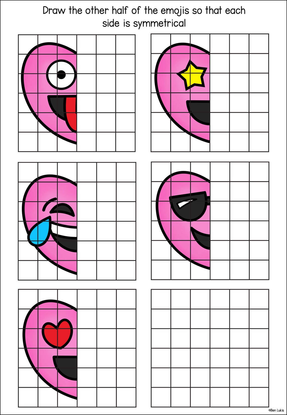 Symmetry Art and Math Worksheets, Valentines Day Activities for ...