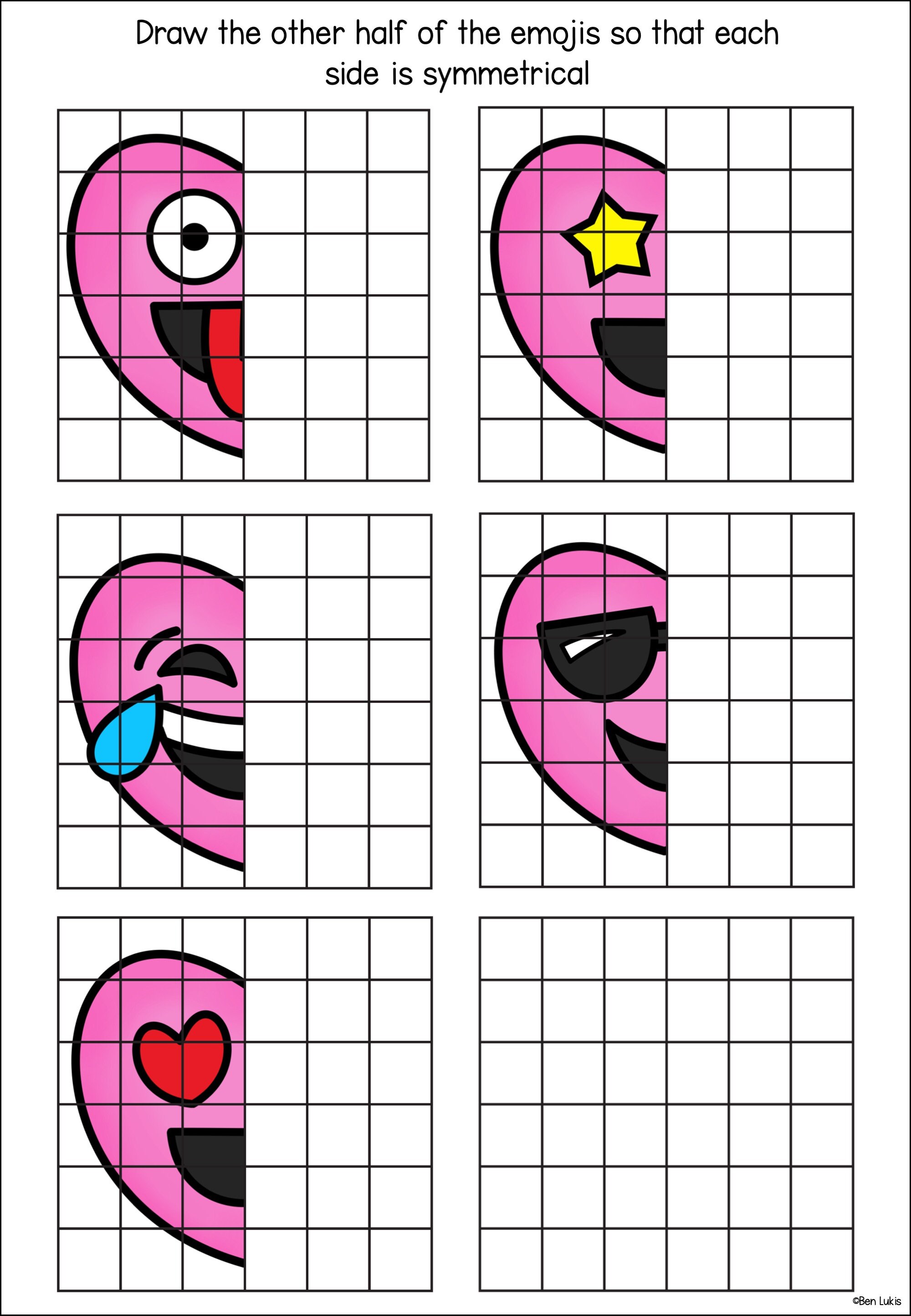 Symmetry Art and Math Worksheets, Valentines Day Activities for ...