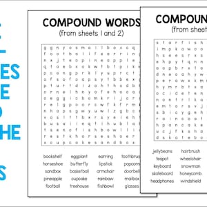 Compound Words Writing Activities and Wordsearches, Printable PDF ...