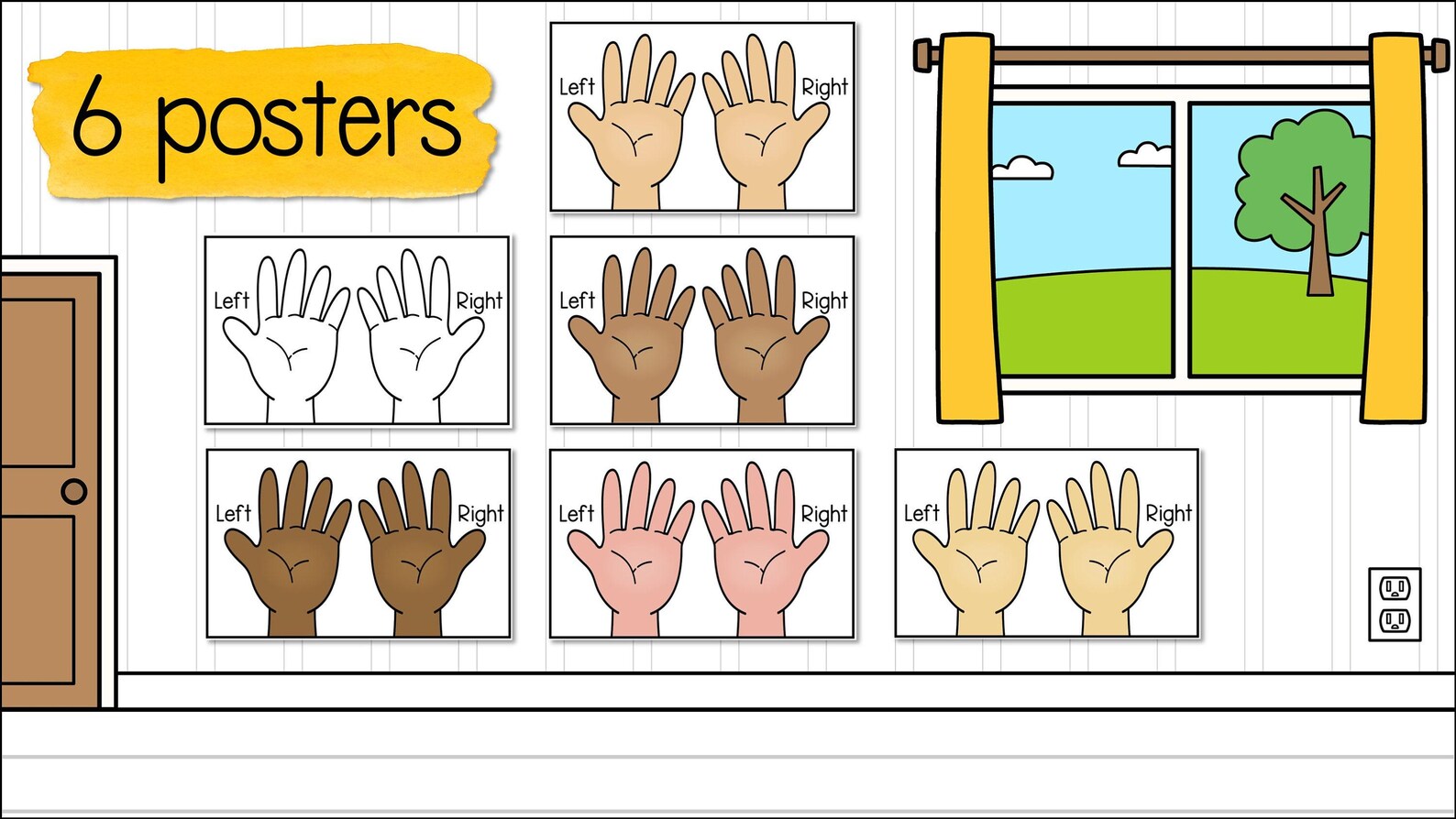 Left Right Hand Visuals, Classroom Posters, Math Geometry (digital ...