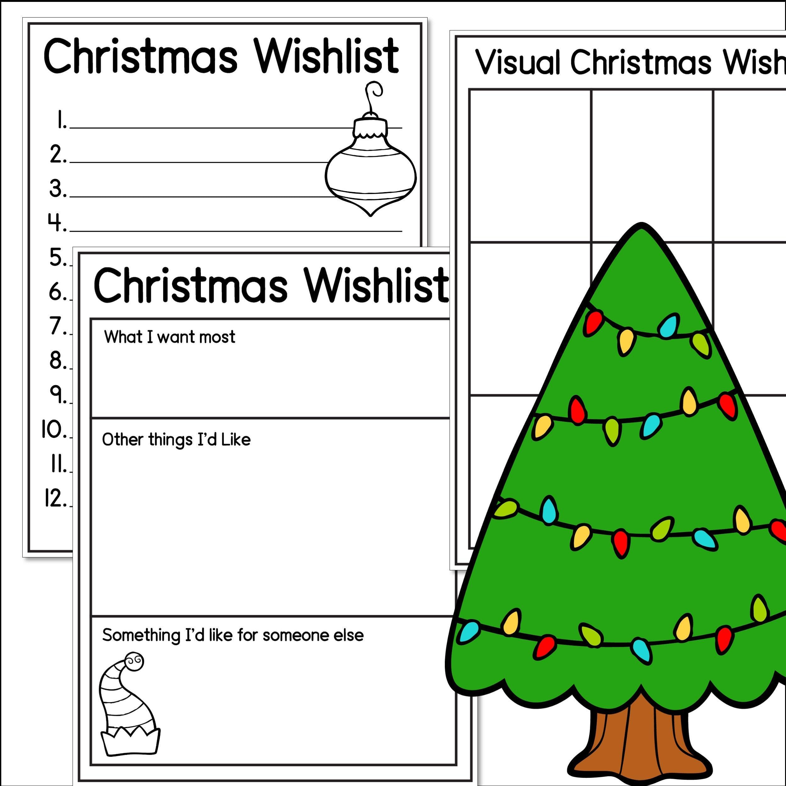 Christmas Wish List Writing Templates for Kids, Santa Wishlist Pages ...