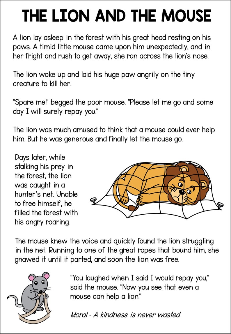 Aesop's Fables Reading Passages, 7 Classic Children's Stories to Read ...