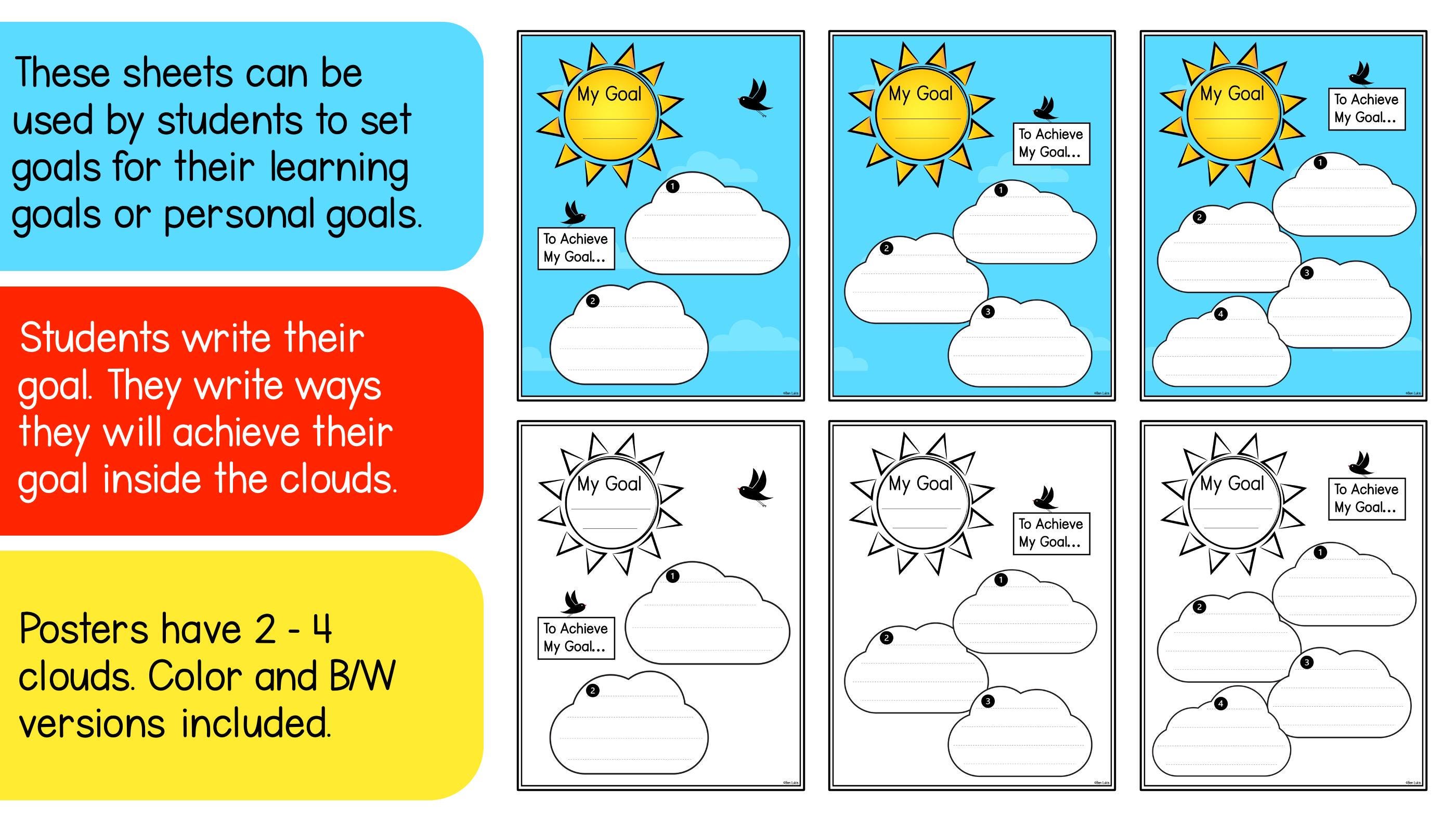 Goal Setting for Kids, Student Planning Sheets (printable PDF) - Etsy