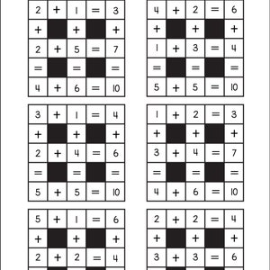 Addition Number Bonds to 10 and 20, Math Crosswords to Practice ...