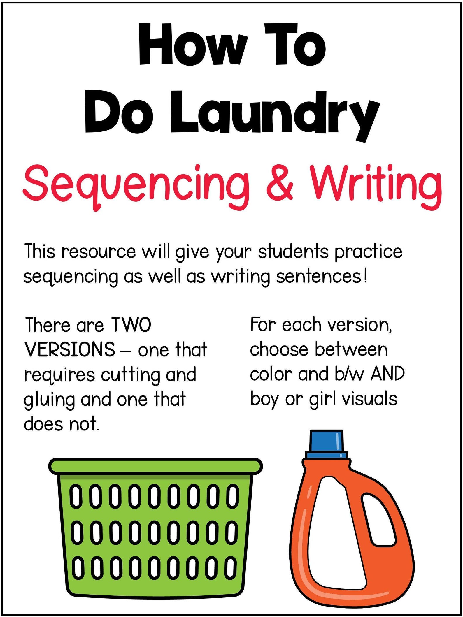 How to Do Laundry Procedural Writing, Sequencing & Sentence Writing ...