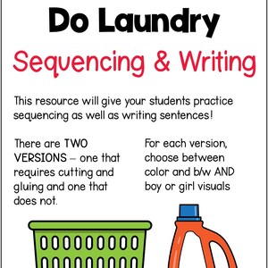 How to Do Laundry Procedural Writing, Sequencing & Sentence Writing ...