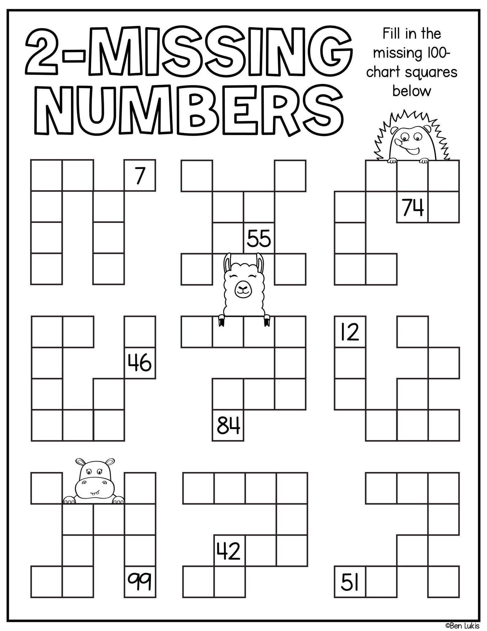 Place Value Worksheets With 100 Chart Number Activities & 100 Square ...