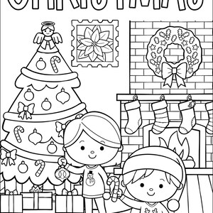 Christmas Coloring Pages Digital Download, Kids Holiday Activity, Xmas ...
