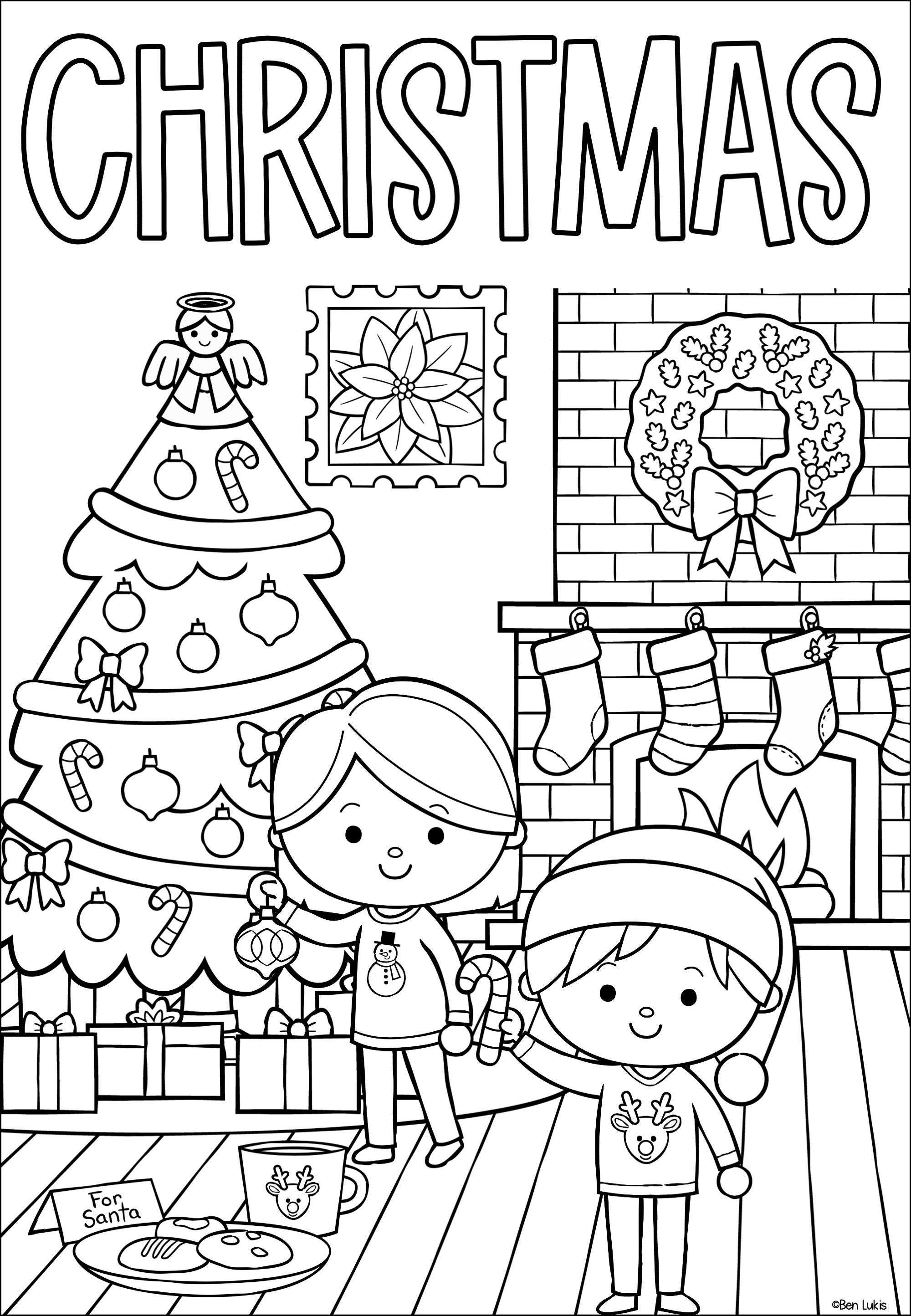 Christmas Coloring Pages Digital Download, Kids Holiday Activity, Xmas ...