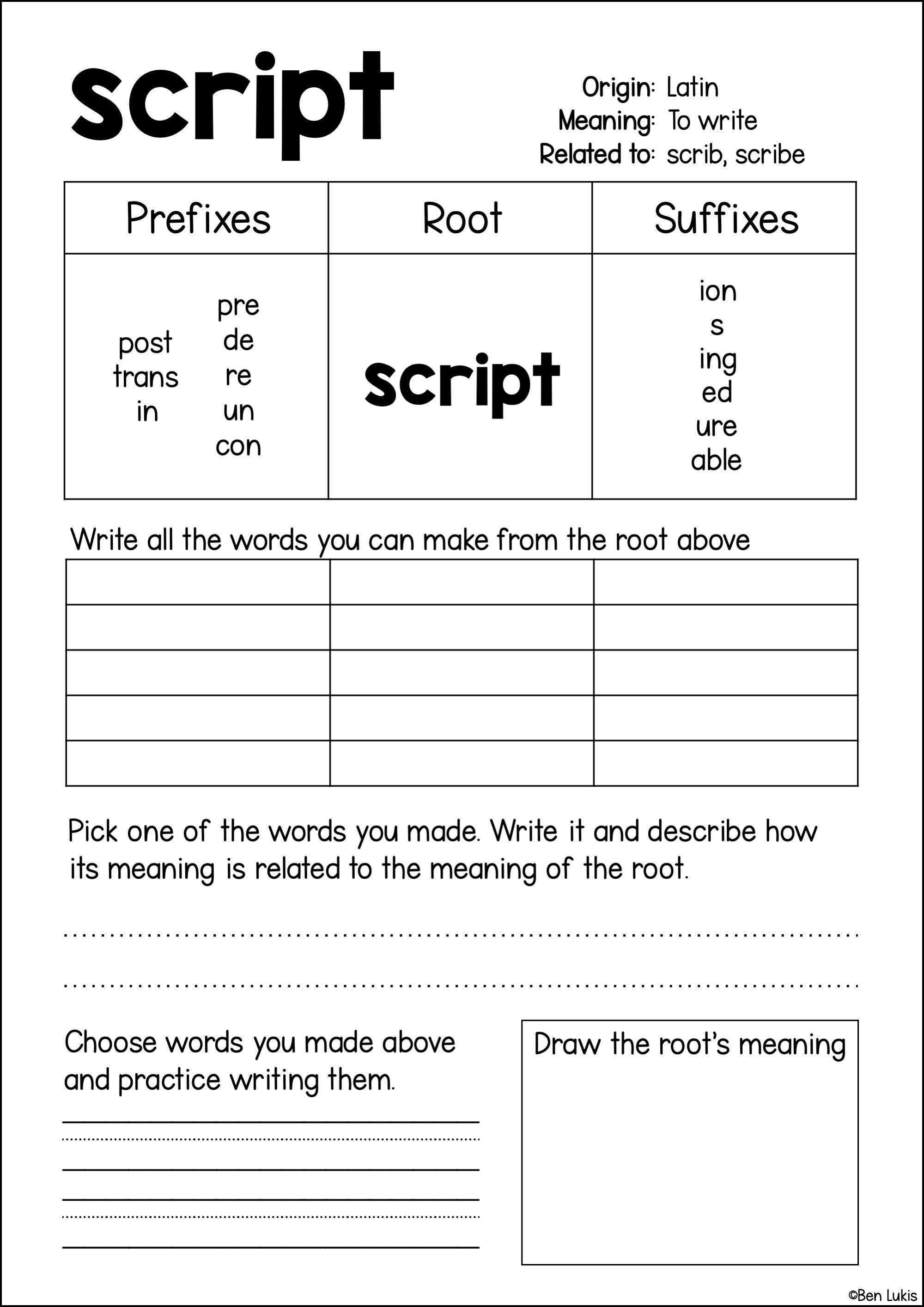 Making Words With Word Bases, Prefixes and Suffixes, Word Study ...