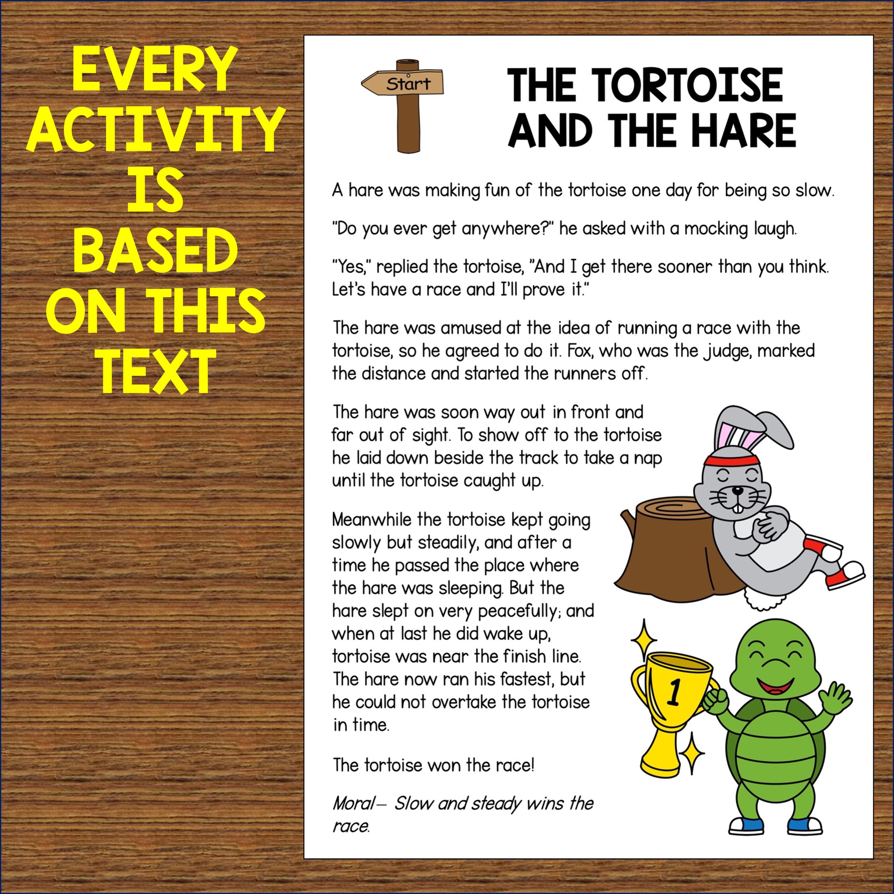 The Tortoise and the Hare, Aesop Fable Literacy Lessons for A Week ...