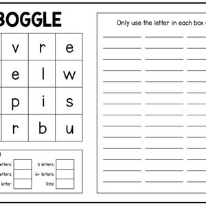 Boggle Word Game Printable Pages, Printable Word Puzzle Pages and ...
