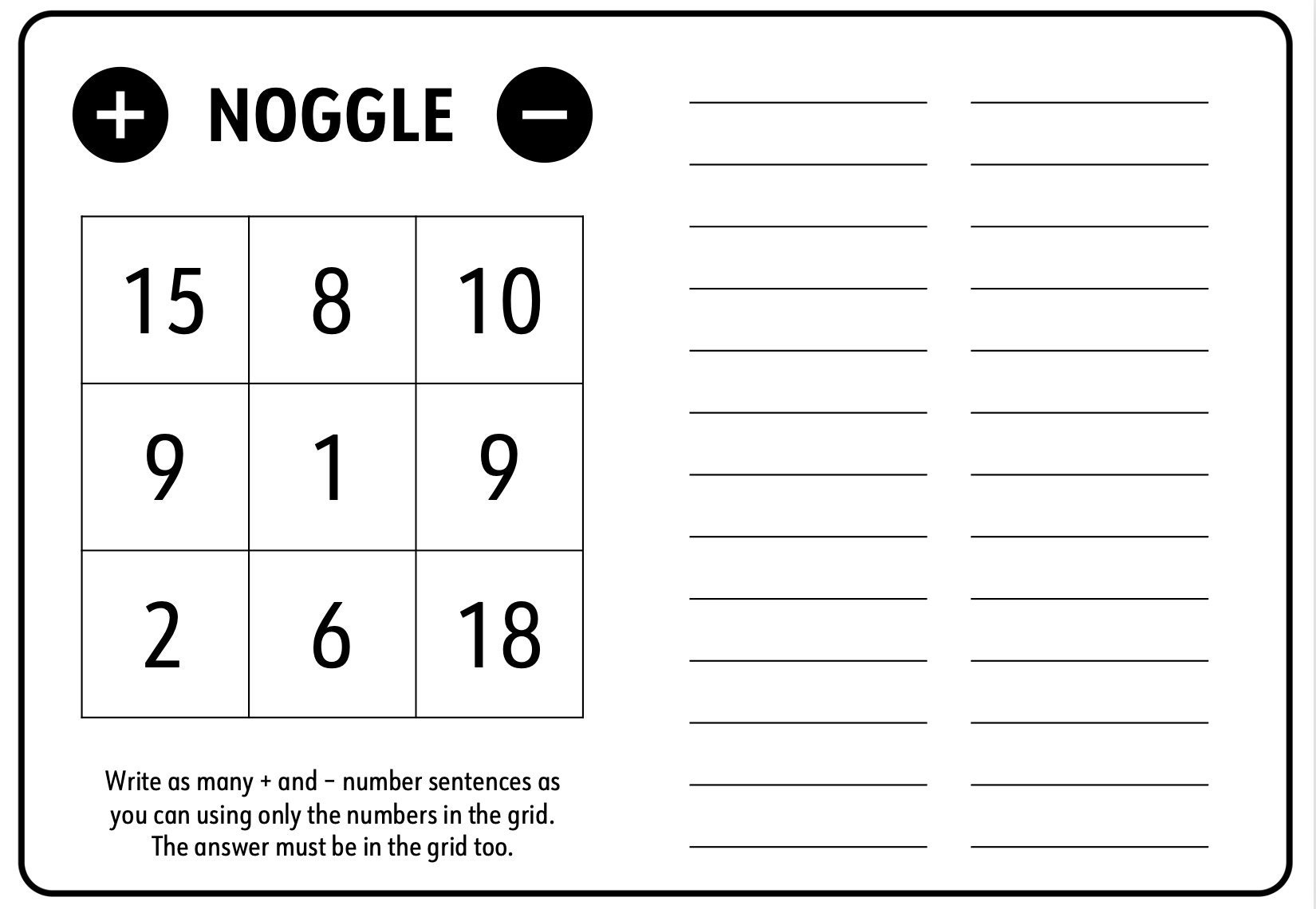 Noggle Math Game Addition and Subtraction | Etsy