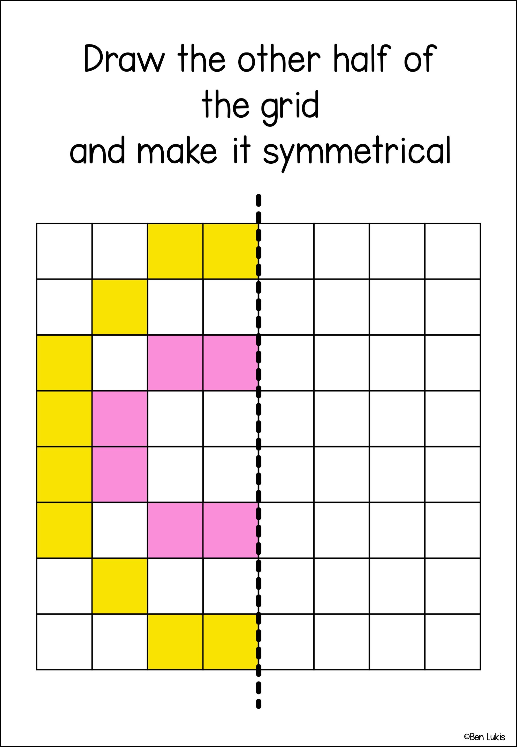 Symmetry Art Math Worksheets, Pattern Symmetry Drawing Activities for ...