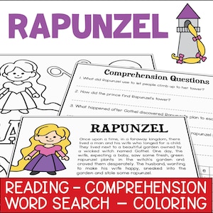 Rapunzel Activity Book, Reading Comprehension, Coloring (digital ...