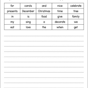 Writing Sentences With Words, Sentence Writing About Holidays ...