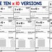10 Times Table Multiplication Equation of the Day Practice Worksheets ...