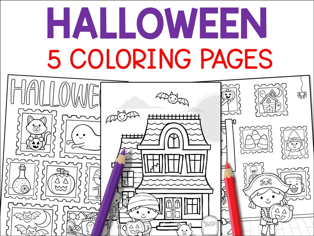 Halloween Coloring Book, Kids Activity Instant PDF Download, Printable ...