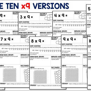 9 Times Table Multiplication Equation of the Day Practice Worksheets ...