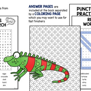 Reptile Literacy Activities for a Week About a Reptiles Information ...
