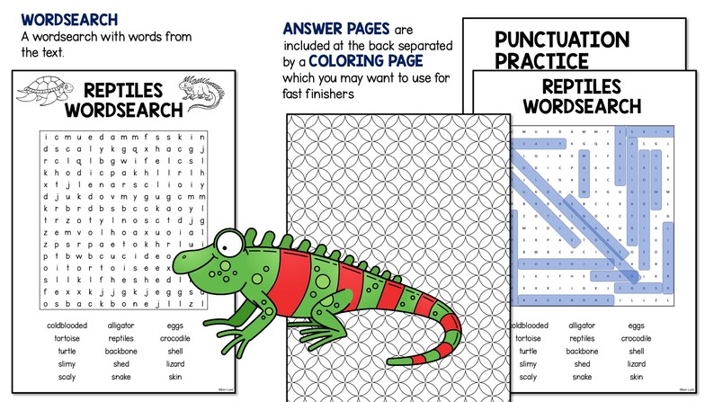 Reptile Literacy Activities for a Week About a Reptiles Information ...