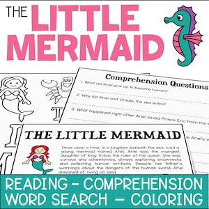 The Little Mermaid Activity Pack, Reading Comprehension Worksheets ...