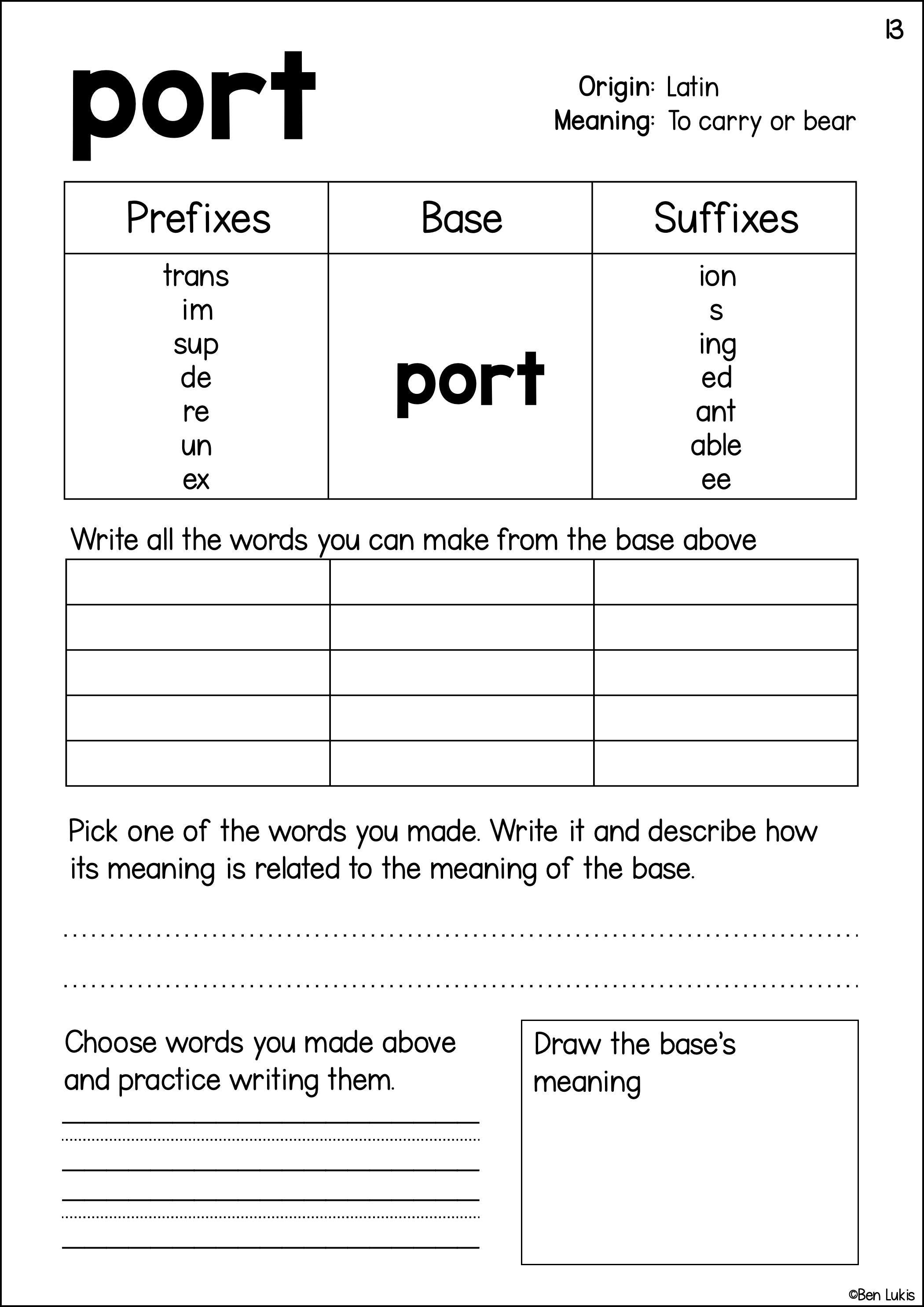 Making Words With Word Bases, Prefixes and Suffixes, Word Study ...