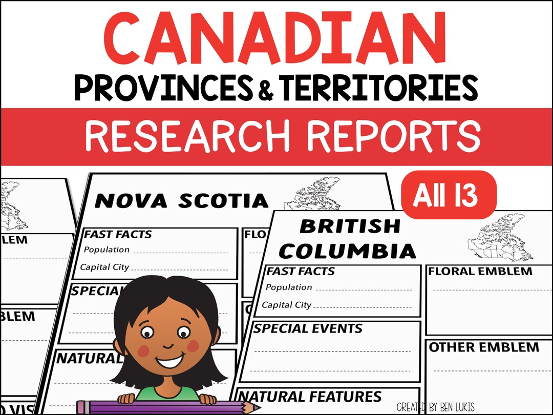 Canadian Provinces and Territories Research Report Templates for Kids ...