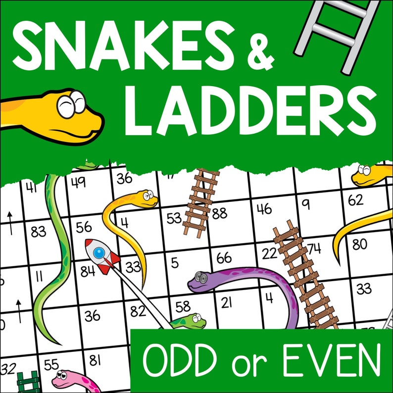 Printable Snakes and Ladders Game, Family Board Game, Educational Odd ...