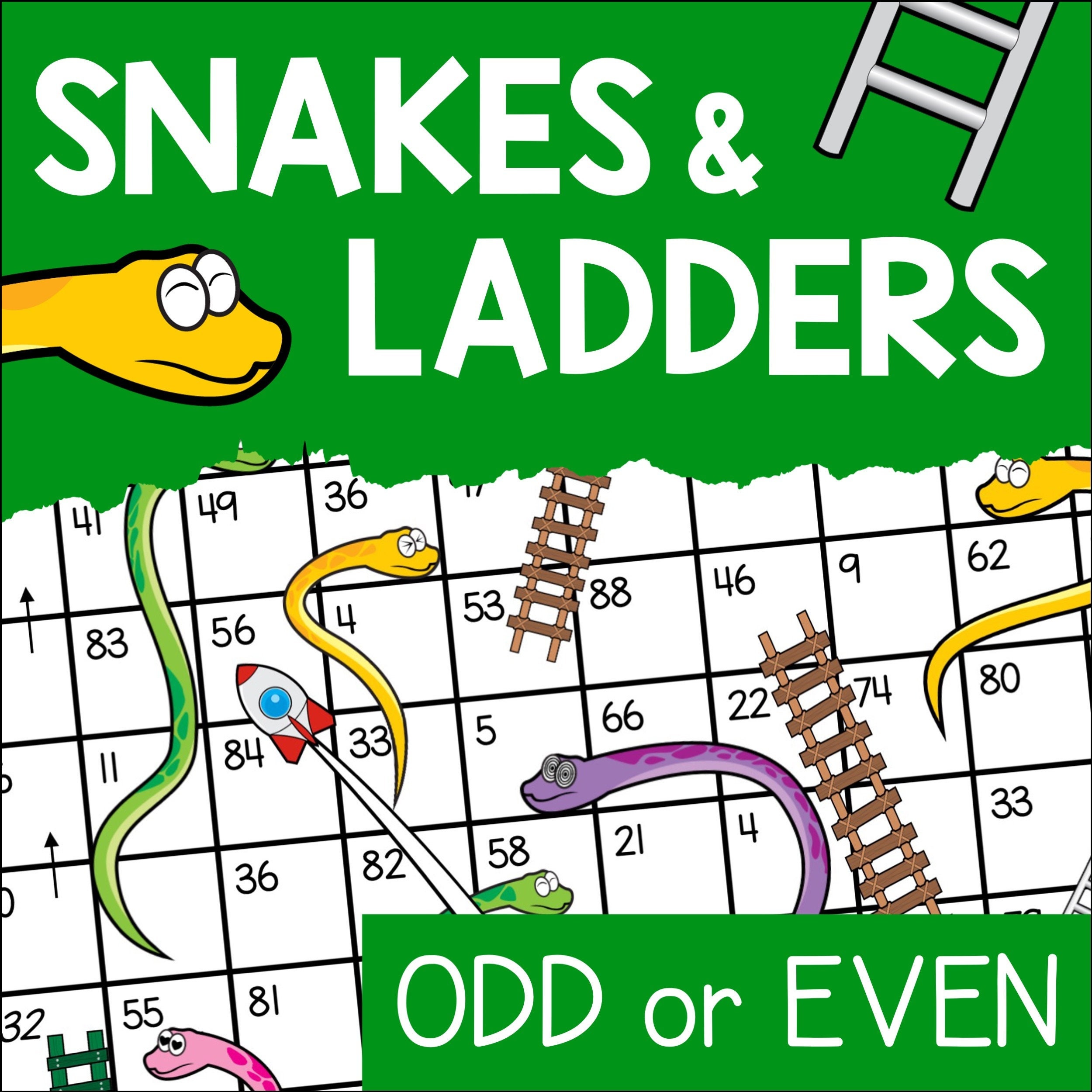 Printable Snakes and Ladders Game, Family Board Game, Educational Odd ...