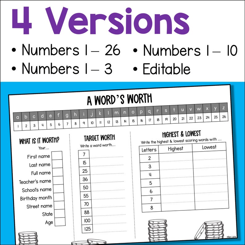 Addition Fun Math Activity Challenges, Calculate the Value of Words ...