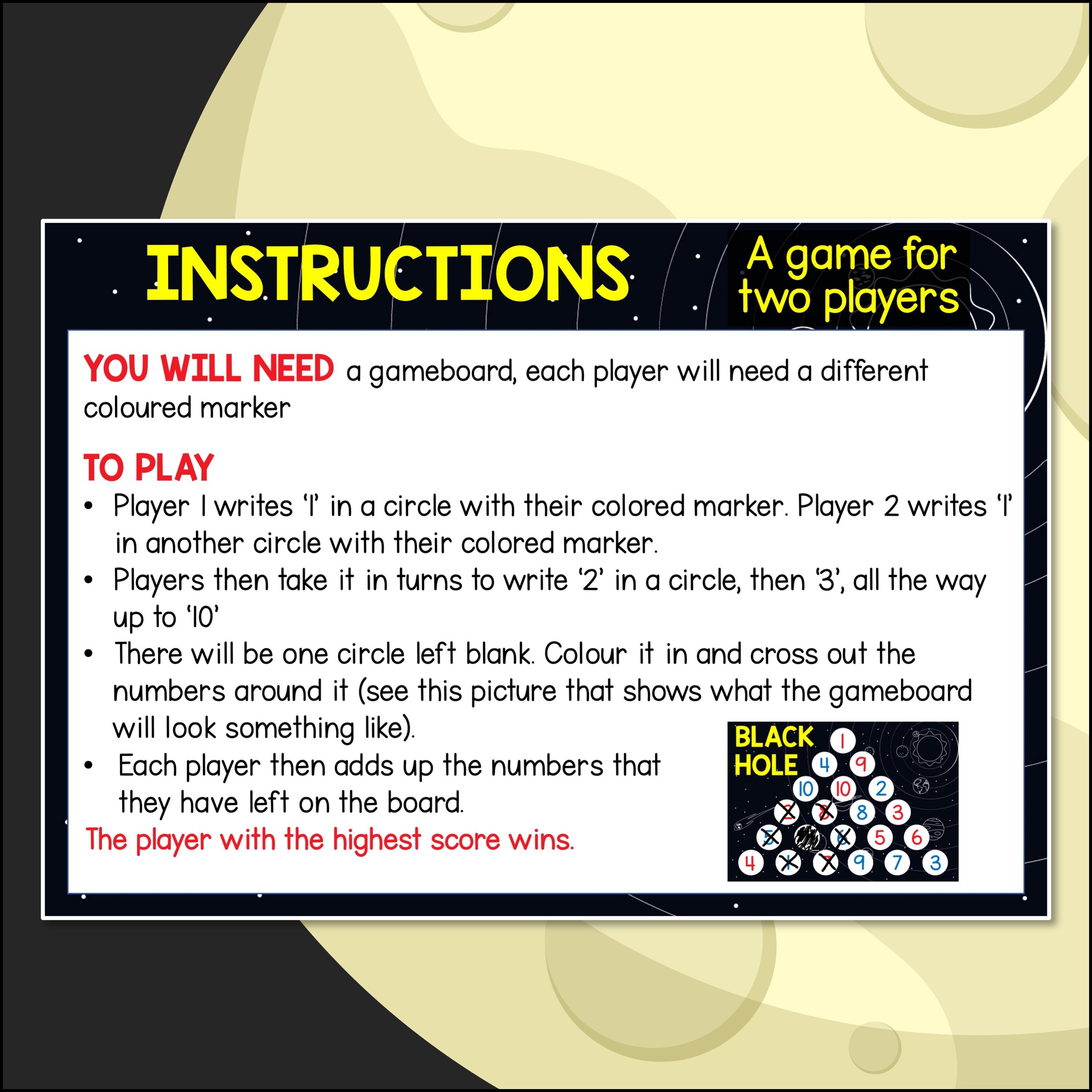 Addition Math Game, Printable PDF Math Game of Strategy and Addition ...