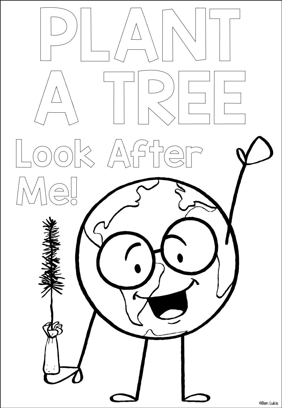 Earth Day Coloring Pages, Reduce Reuse Recycle, Plant A Tree, Fun ...