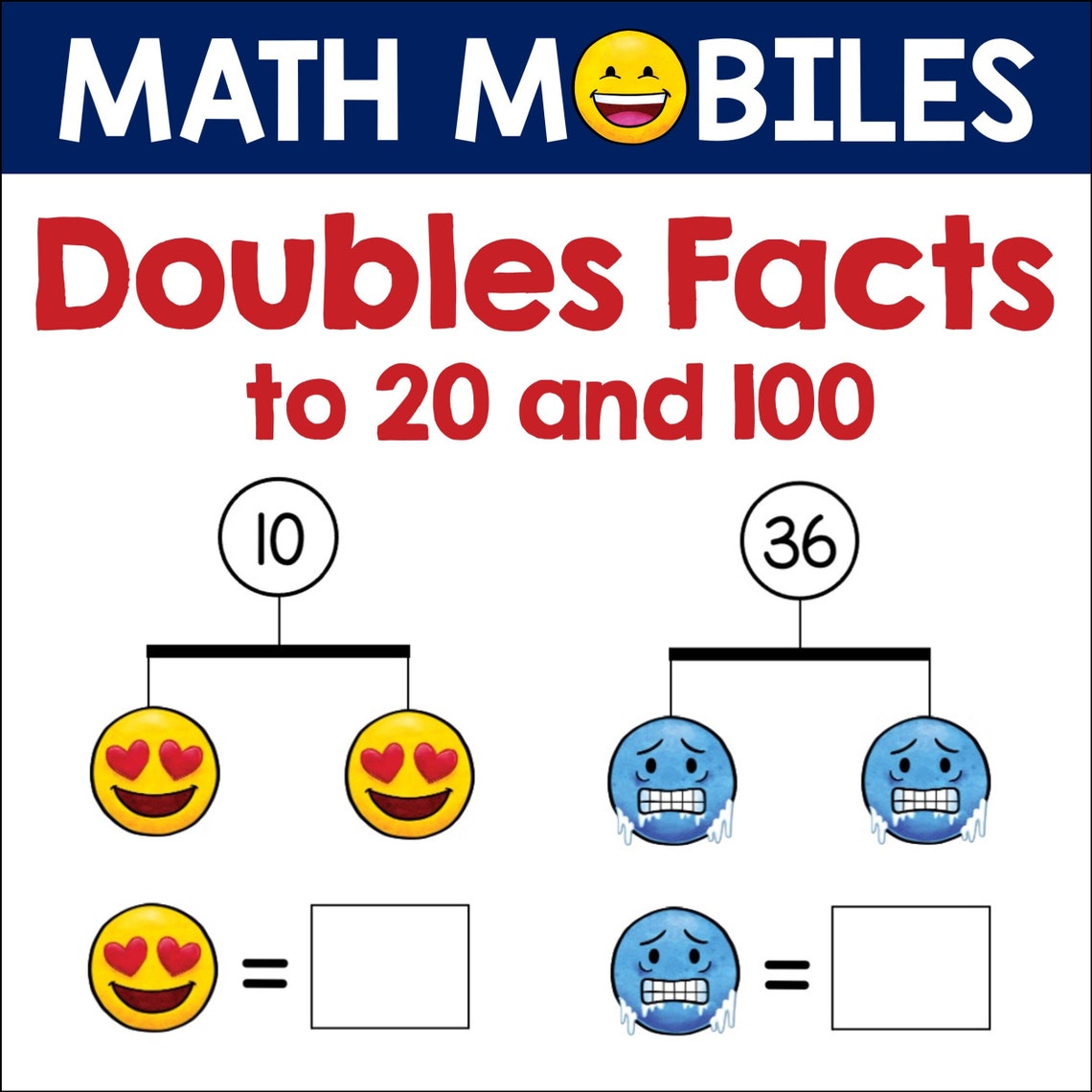 Math Doubles Facts to 20 and 100 Worksheets, Early Algebra Addition ...