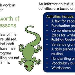 Reptile Literacy Activities for a Week About a Reptiles Information ...