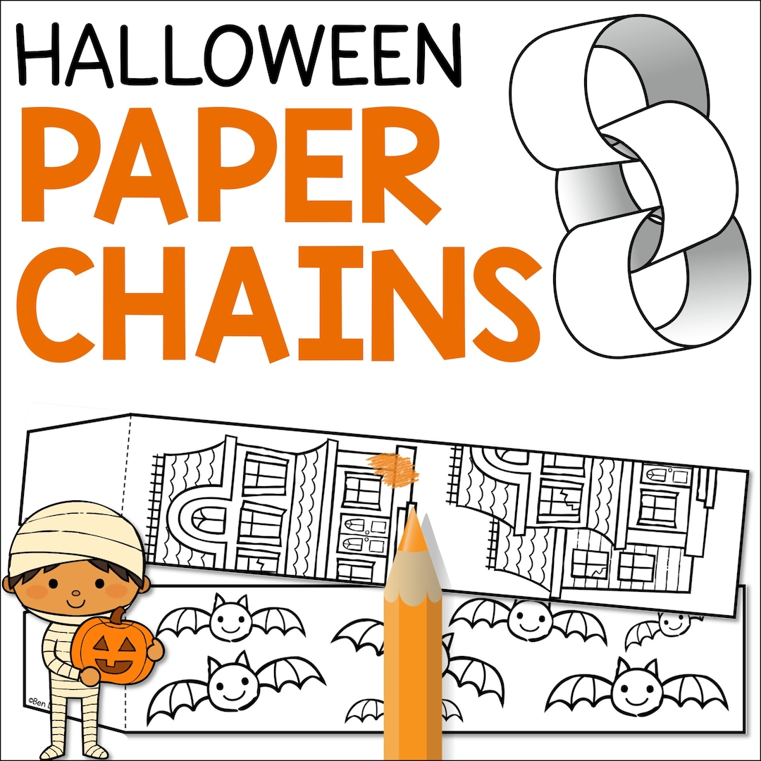 Halloween Paper Chain Craft, Halloween Coloring, Classroom Decor and ...