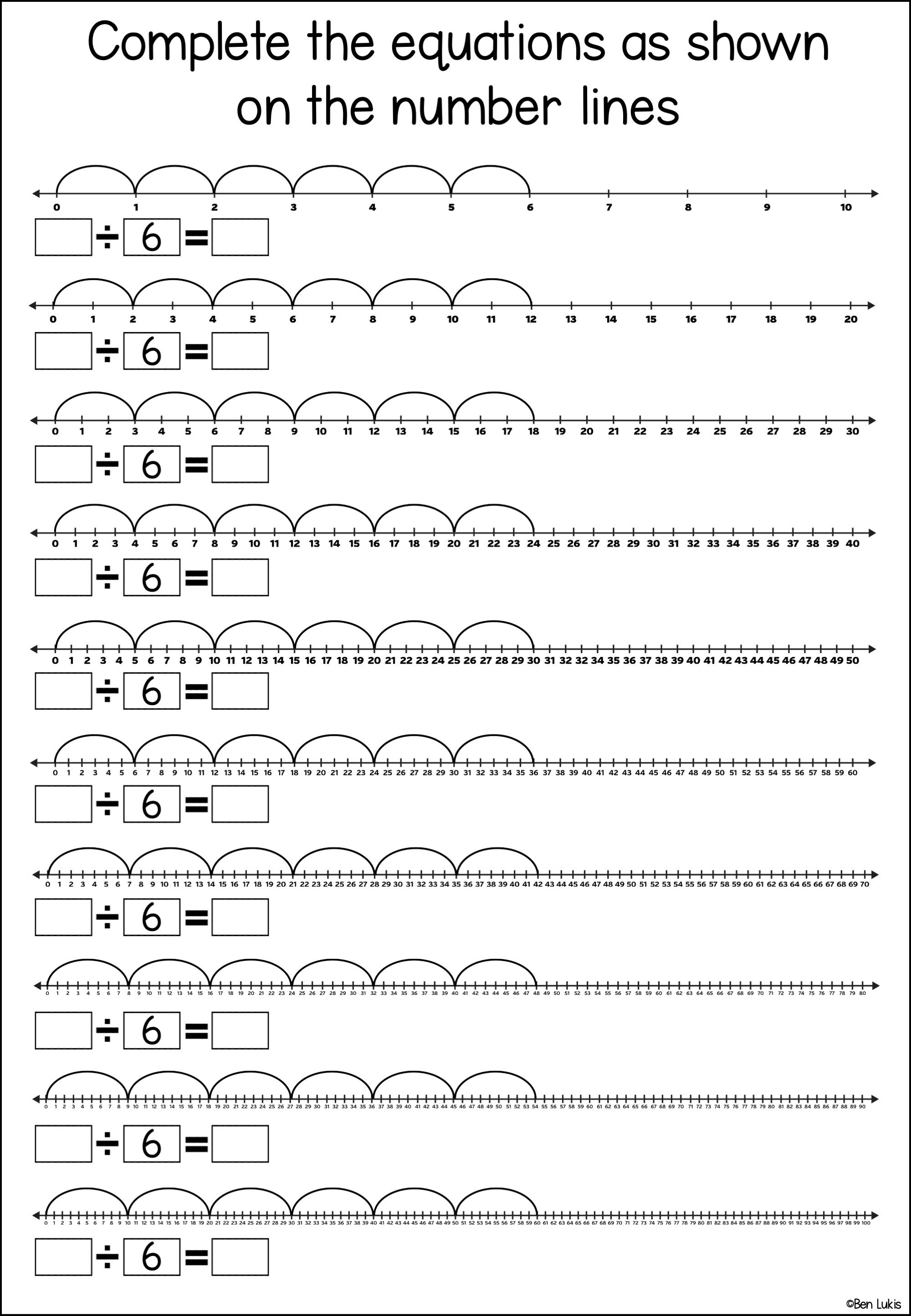Division Worksheet Printable, Divide by 6 Activity Sheets, 3rd Grade ...
