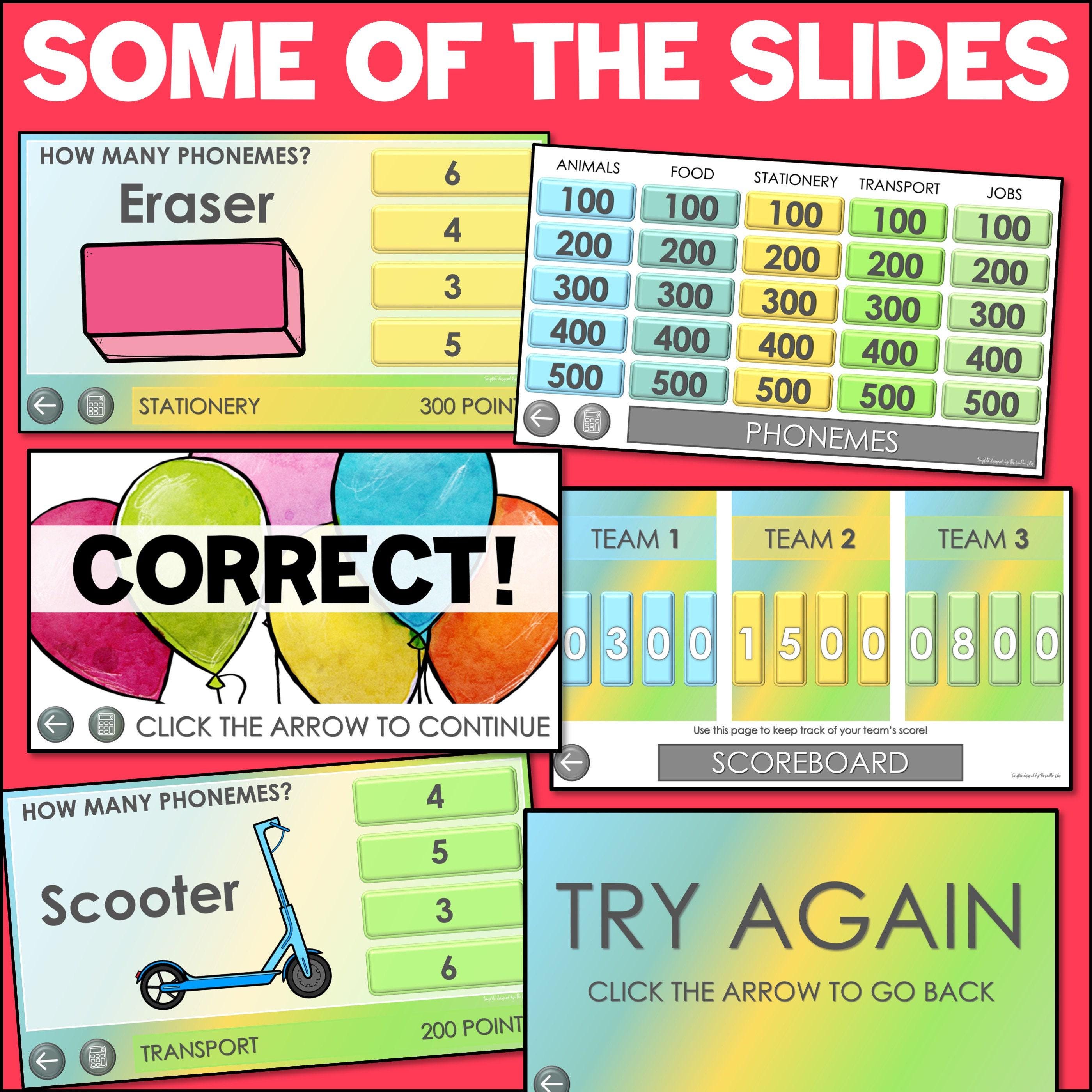 Counting Phonemes - Sounds in Words - Powerpoint Game for Phonological ...