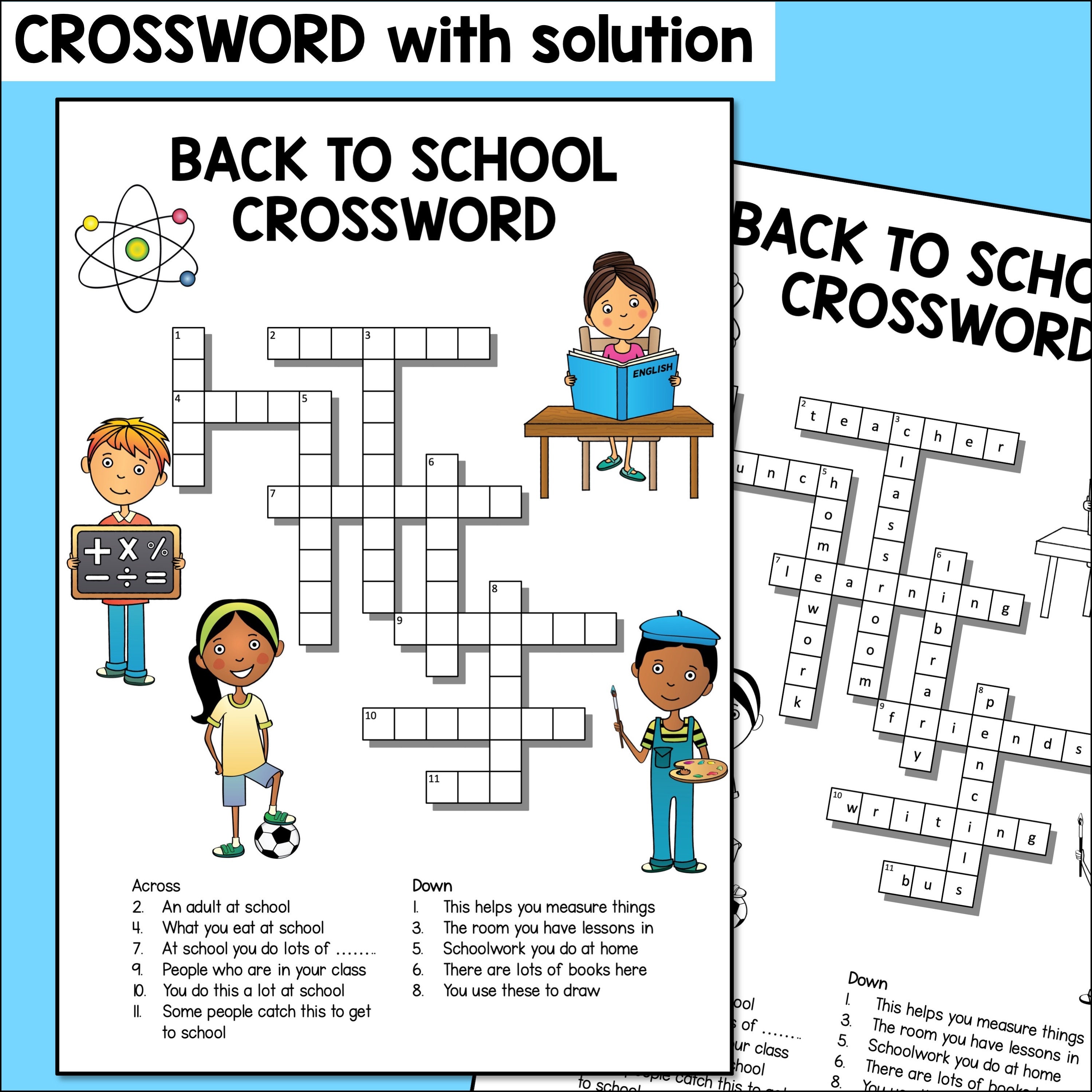 Back to School Activities Word Search Crossword Coloring - Etsy