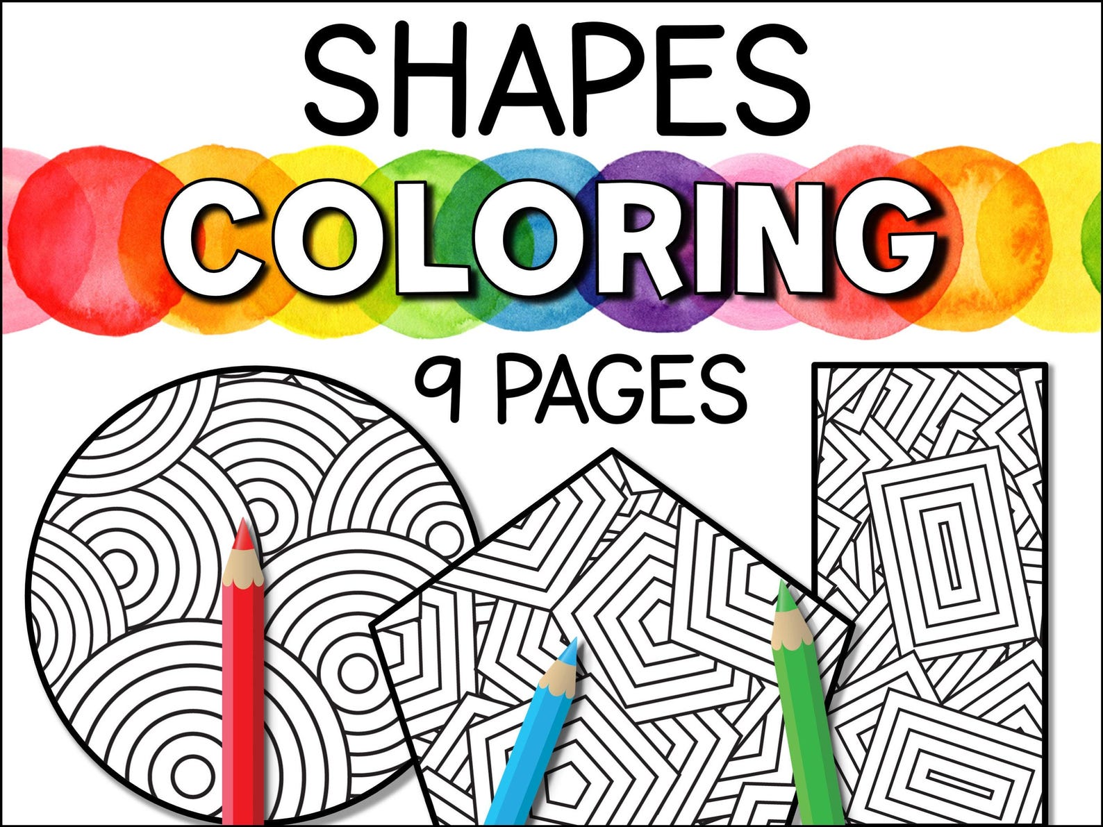 2D Shapes Printable Coloring Pages for Kids, Educational Shapes ...