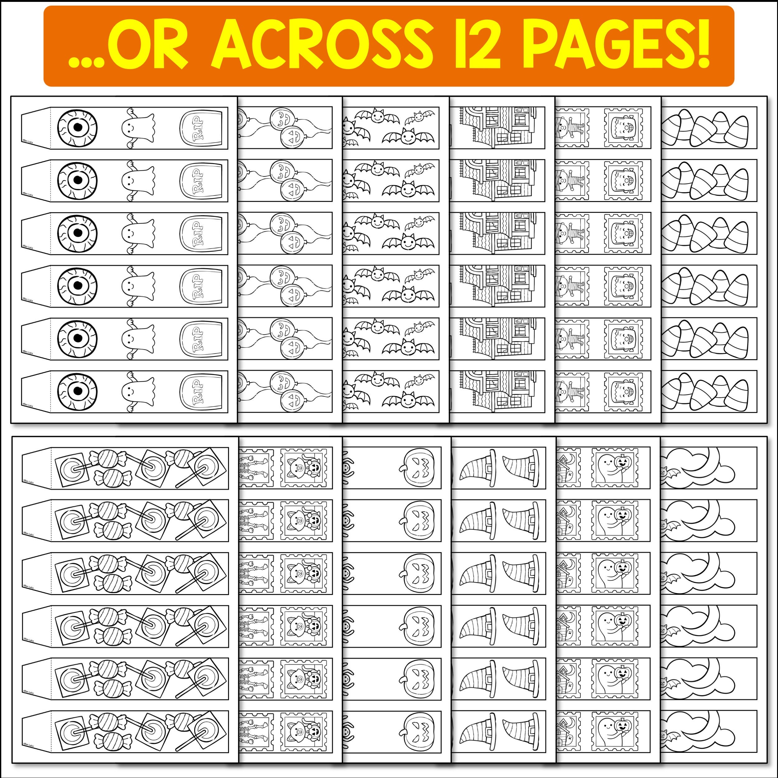 Halloween Paper Chain Craft, Halloween Coloring, Classroom Decor and ...