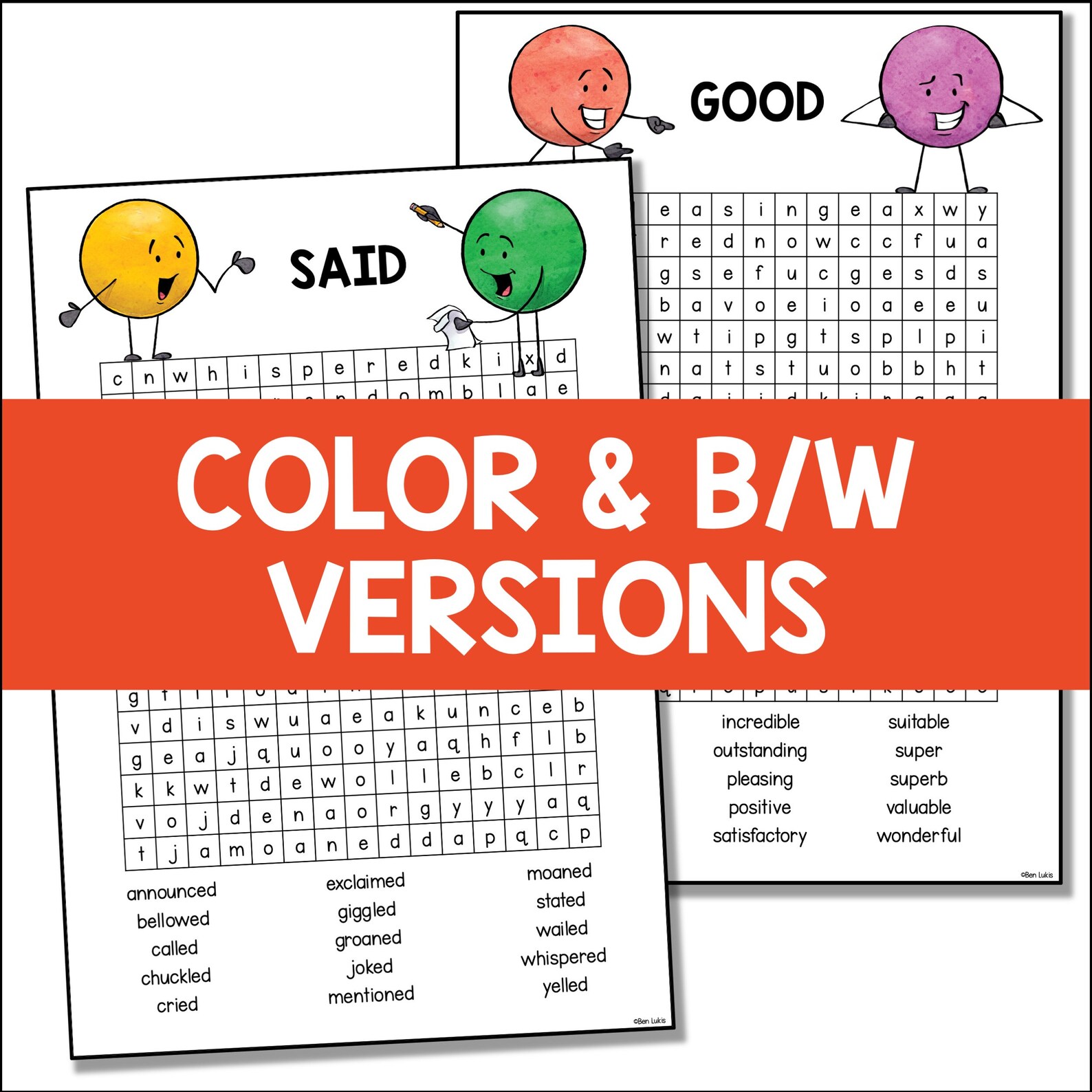 Word Searches of Other Words for Big, Little, Good, Said, Happy, Sad ...